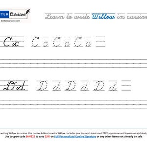 Learn How to Write Willow in Cursive. Practice Writing Willow Using ...