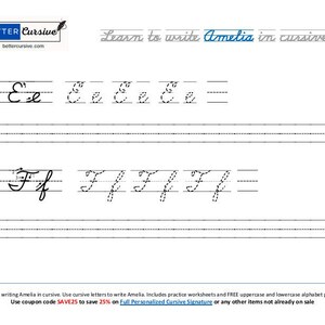 Learn How to Write Amelia in Cursive. Practice Writing Amelia Using ...