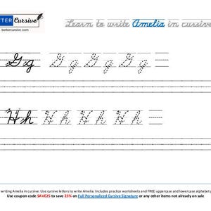 Learn How to Write Amelia in Cursive. Practice Writing Amelia Using ...