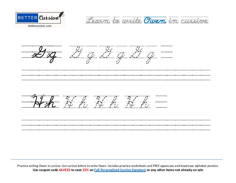 Learn How to Write Owen in Cursive. Practice Writing Owen Using Cursive ...