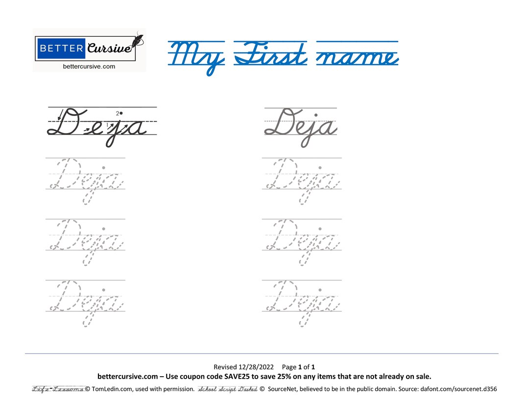 Learn How to Write Deja in Cursive. Practice Writing Deja Using Cursive ...