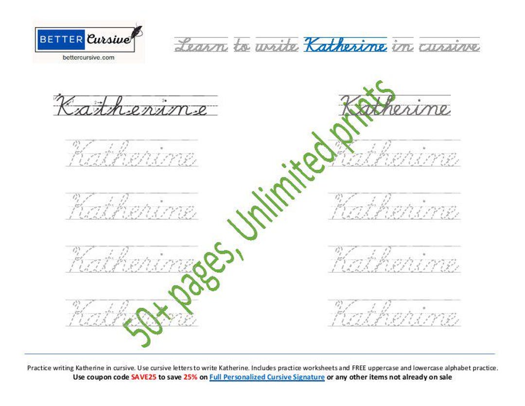 Learn How to Write Katherine in Cursive. Practice Writing Katherine ...