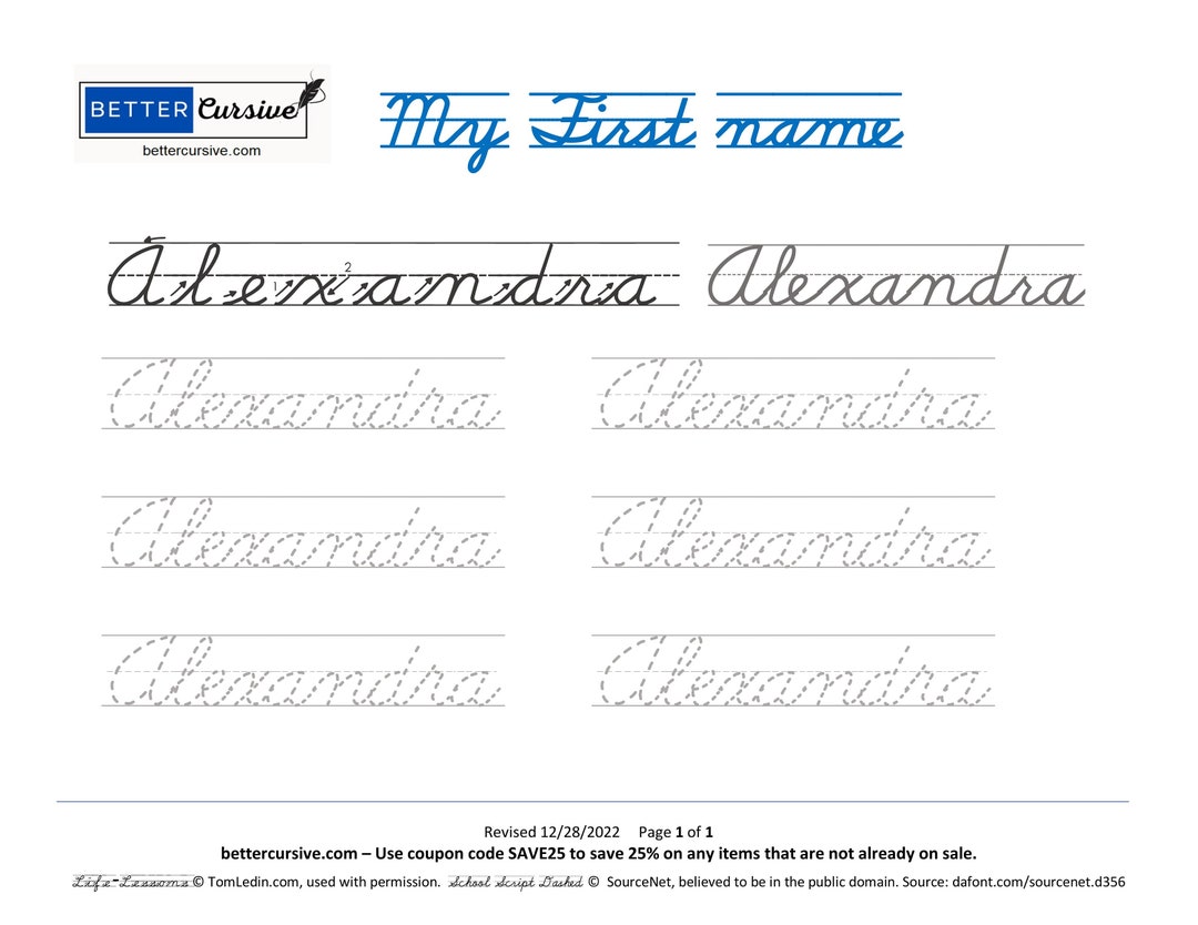 Personalized Gift for Alexandra. Customized Cursive First Name ...