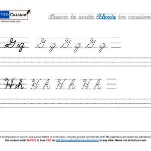 Learn How to Write Alexis in Cursive. Practice Writing Alexis Using ...