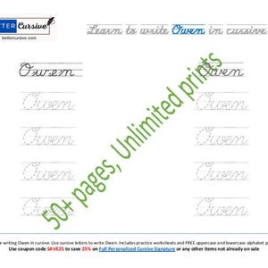 Learn How to Write Owen in Cursive. Practice Writing Owen Using Cursive ...
