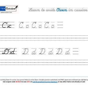 Learn How to Write Owen in Cursive. Practice Writing Owen Using Cursive ...