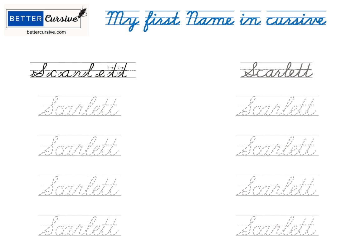 Learn How to Write Scarlett in Cursive. Practice Writing Scarlett Using ...