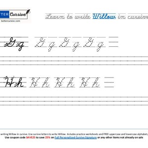 Learn How to Write Willow in Cursive. Practice Writing Willow Using ...