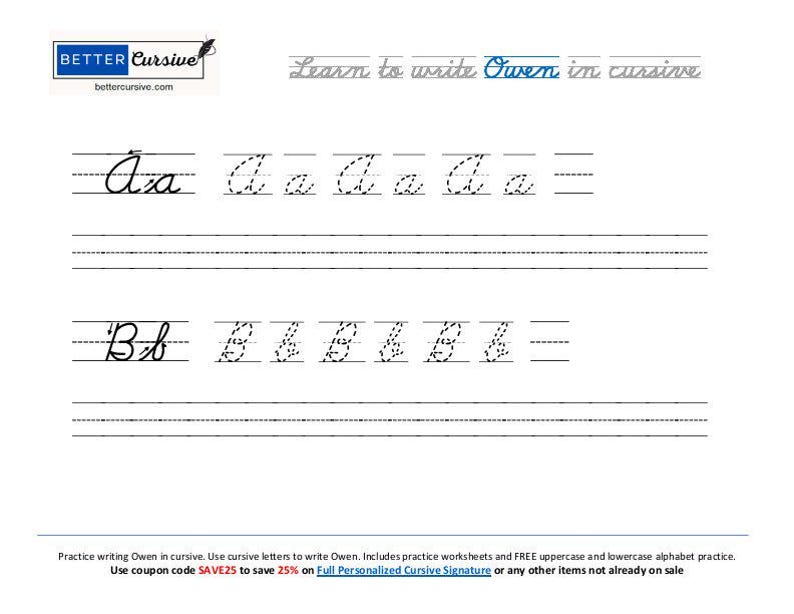 Learn How to Write Owen in Cursive. Practice Writing Owen Using Cursive ...