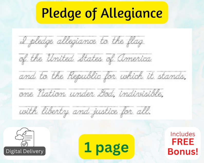 Cursive Writing Practice: Pledge of Allegiance. United States Pledge of ...