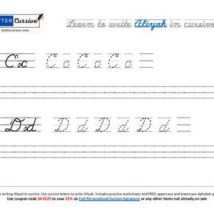 Learn How to Write Aliyah in Cursive. Practice Writing Aliyah Using ...