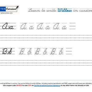 Learn How to Write Willow in Cursive. Practice Writing Willow Using ...