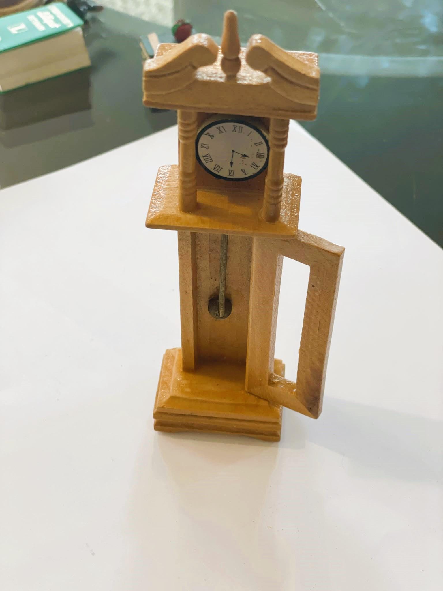 Navy Vintage German Dollhouse Grandfather Clock Hand Painted and Tan ...