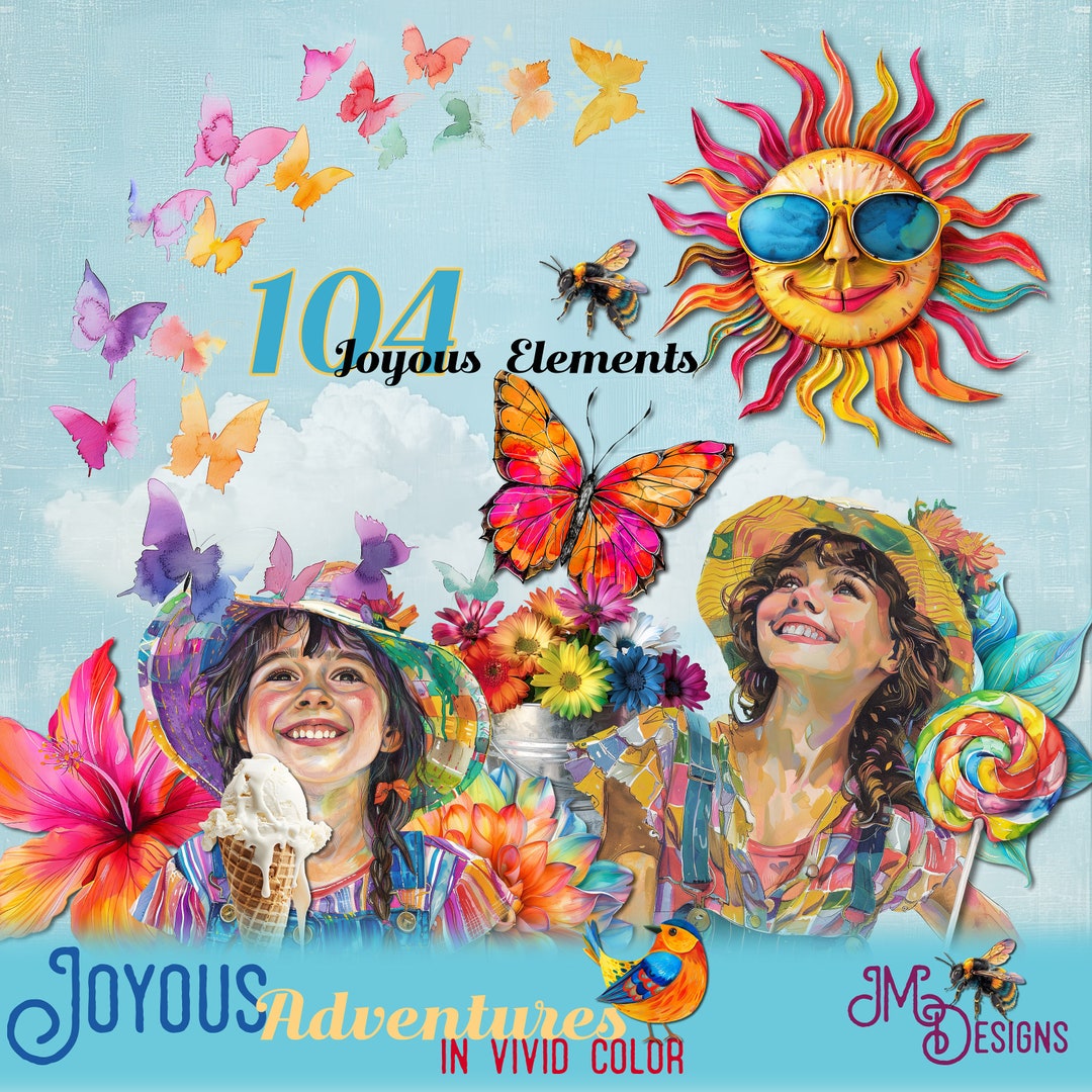 Joyous Adventures in Vivid Color Elements, Digital Elements, Commercial ...