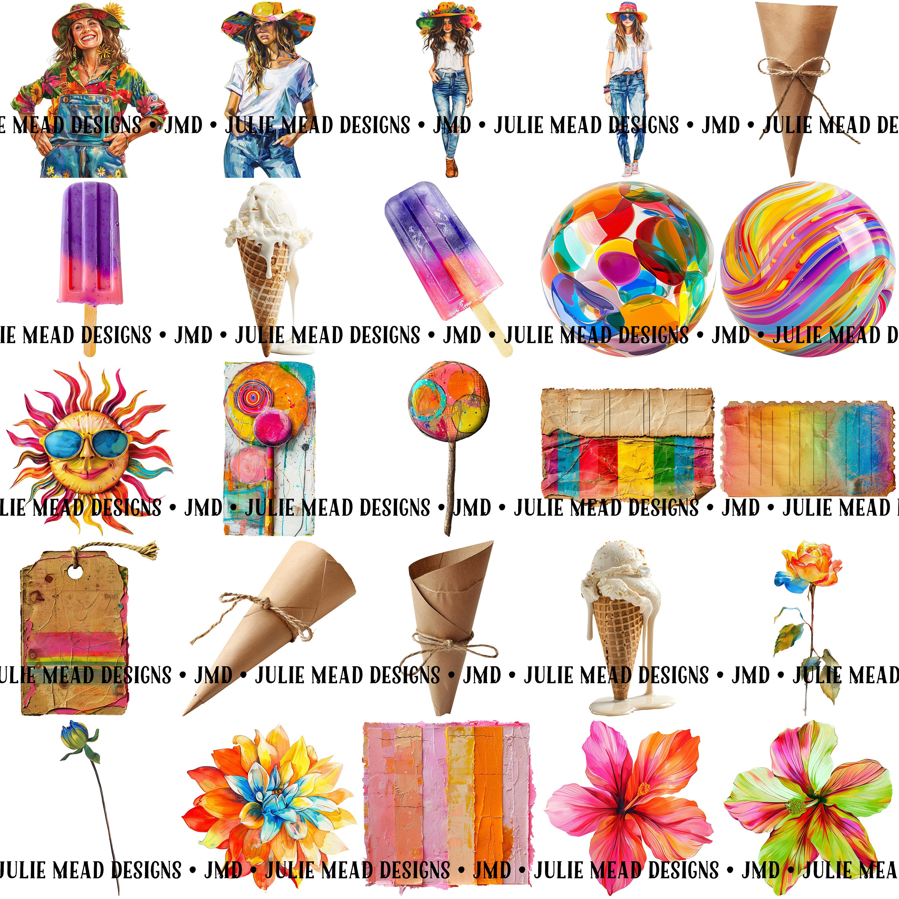 Joyous Adventures in Vivid Color Elements, Digital Elements, Commercial ...