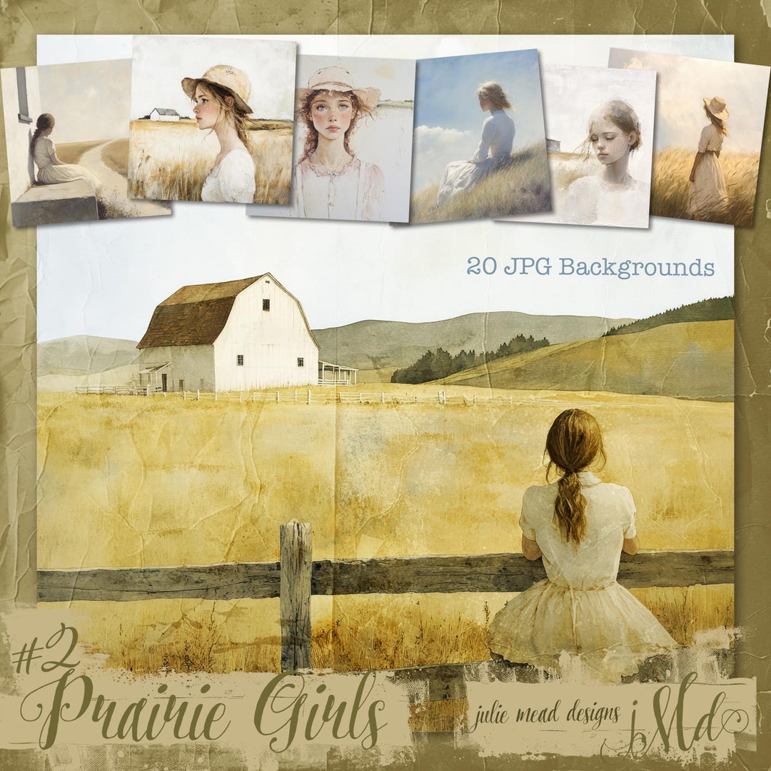 Prairie Girls #2 Backgrounds|20 Vintage Digital Papers (12x12 Jpg ...