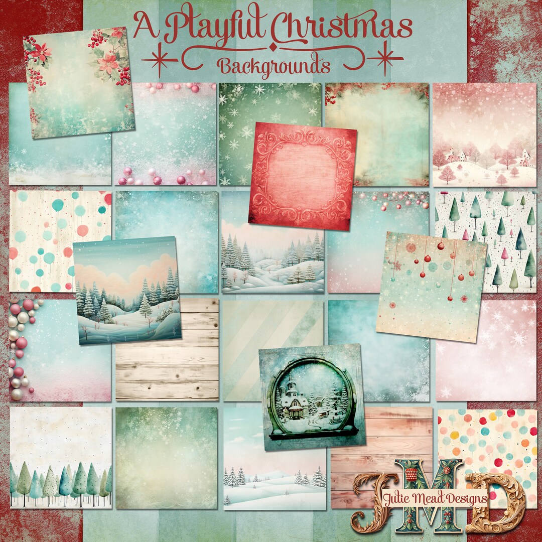 A Playful Christmas: Backgrounds, Commercial Use, PNG, Junk Journal ...