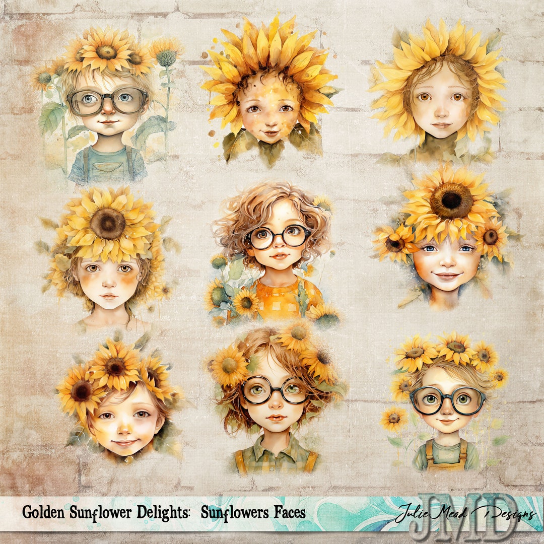 Golden Sunflower Delights Sunflower Faces, Commercial Use, PNG, Junk ...