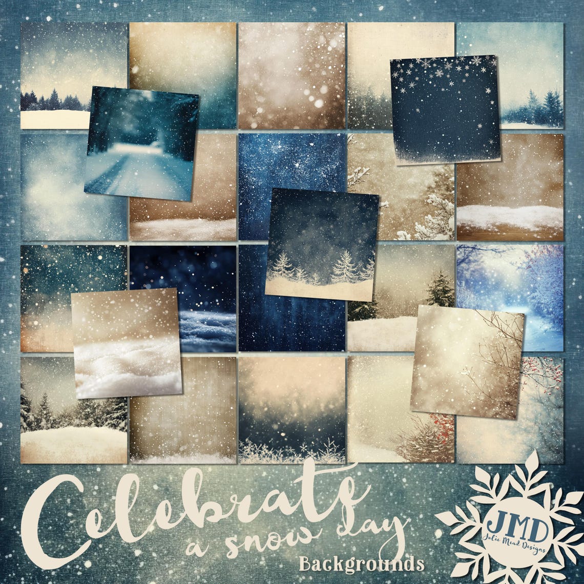 Celebrate a Snow Day Backgrounds, Commercial Use, JPG, Junk Journal ...