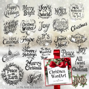 Whimsical Christmas Word Art #1, Hand-drawn Look, Commercial Use, PNG ...
