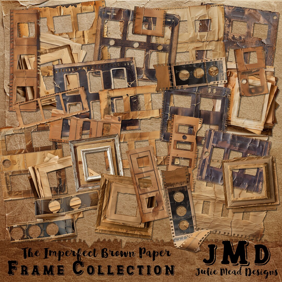 Imperfect Brown Paper Frames, Digital Elements, Commercial Use, PNG ...
