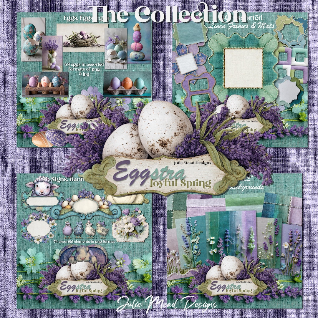 Spring Scrapbook Bundle | Easter Kit | Elements, Frames, Papers ...
