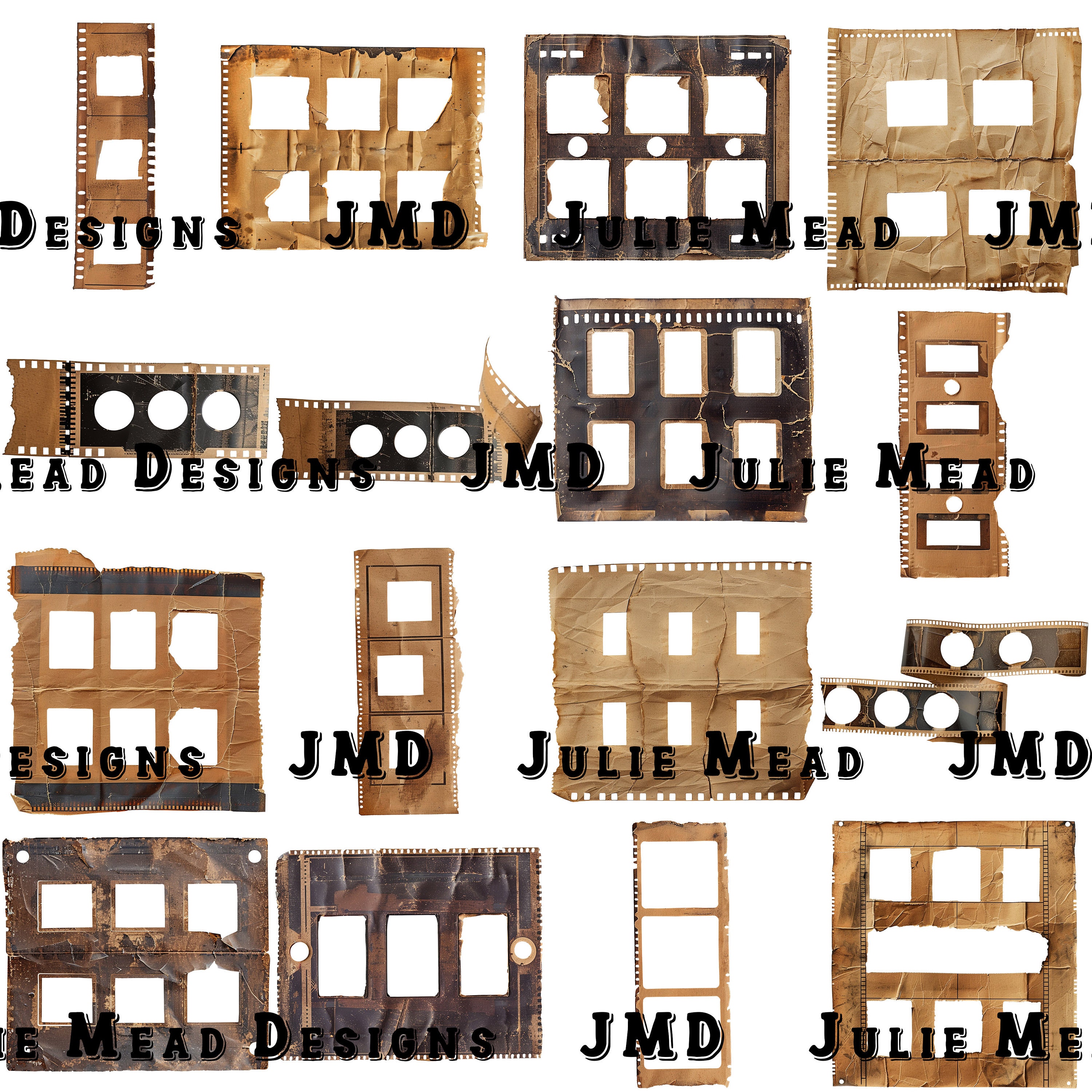 Imperfect Brown Paper Frames, Digital Elements, Commercial Use, PNG ...