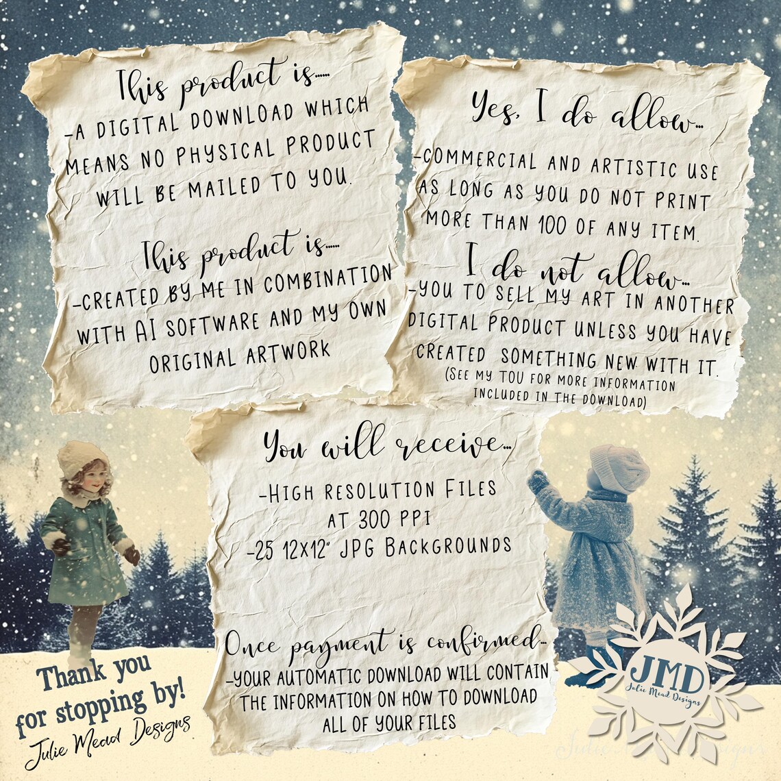 Celebrate a Snow Day Backgrounds, Commercial Use, JPG, Junk Journal ...