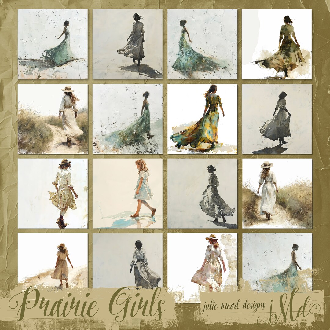 Prairie Girls Digital Backgrounds, Commercial Use, Junk Journal ...