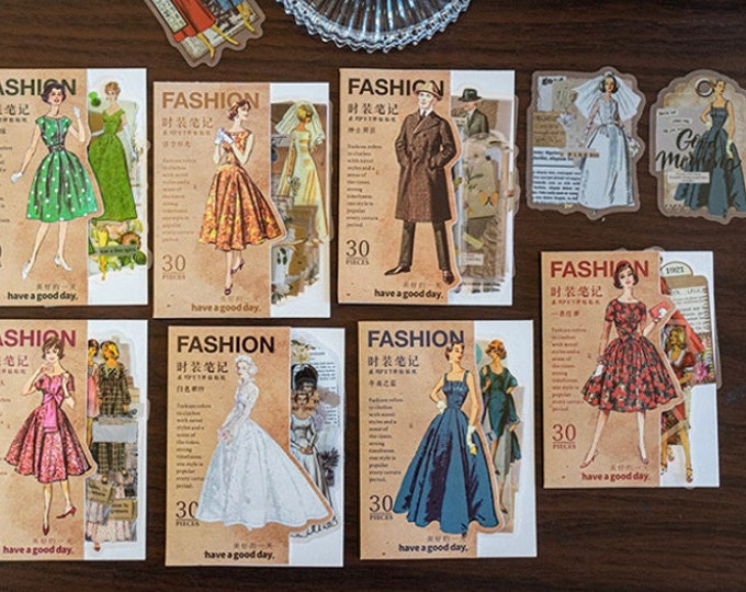 30pcs Old Fashion Stickers, Journal Stickers, Figure Stickers, Old ...