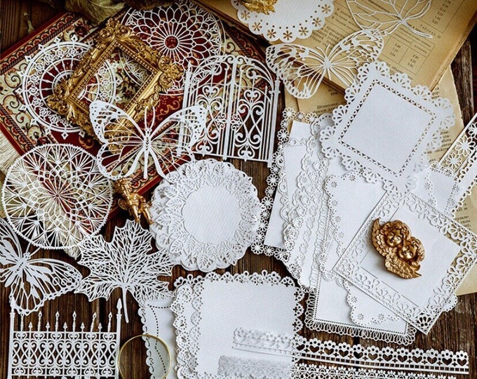 Hollow Paper Lace Sets, Lace Ephemera, Scrapbook Paper, Junk Journal ...
