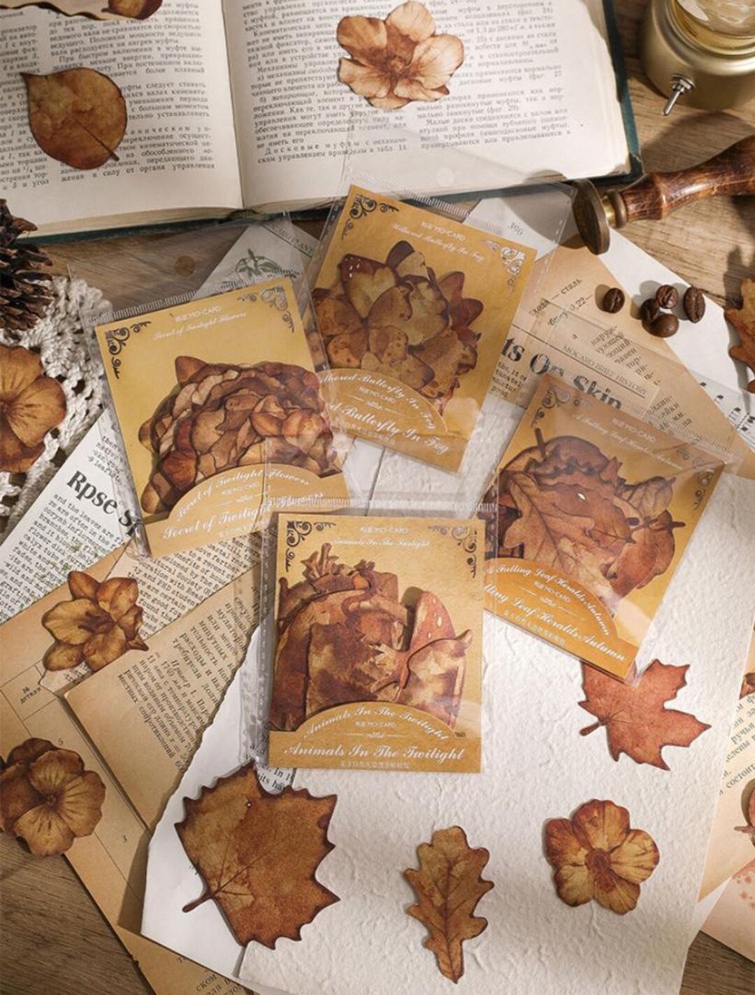 Nature Stickers, Deco Stickers, Fall Stickers, Dry Leaves, Mushrooms ...
