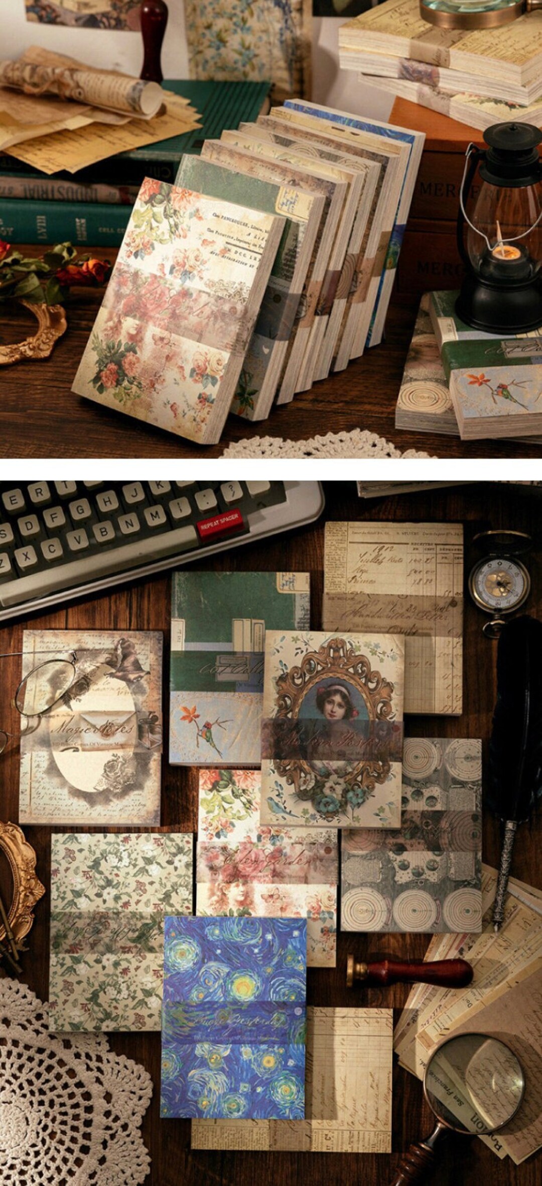 100 Sheets Scrapbook Paper Booklet, Vintage Style Collage Paper, Deco ...