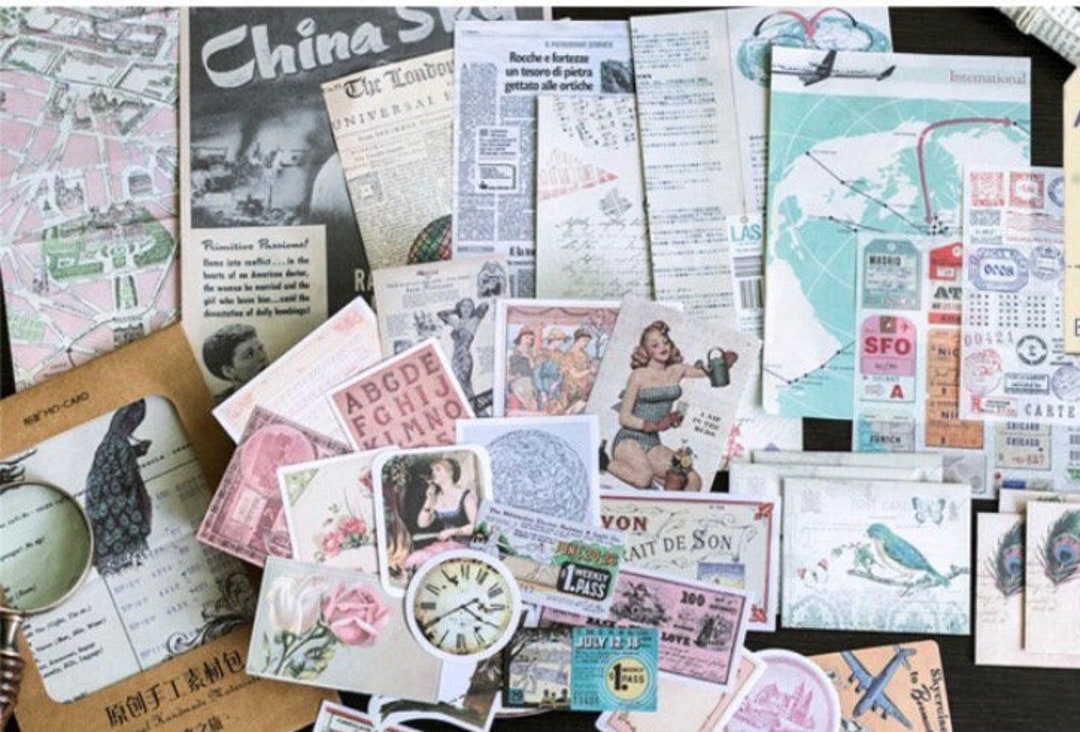 Vintage Inspired Junk Journal Kit,stickers,ephemera,printed Old Book ...