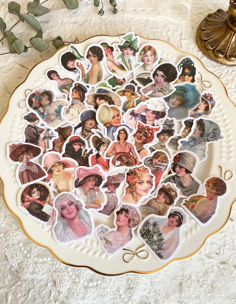 Vintage Ladies Stickers,victorian Old Fashion Stickers,journal Stickers ...
