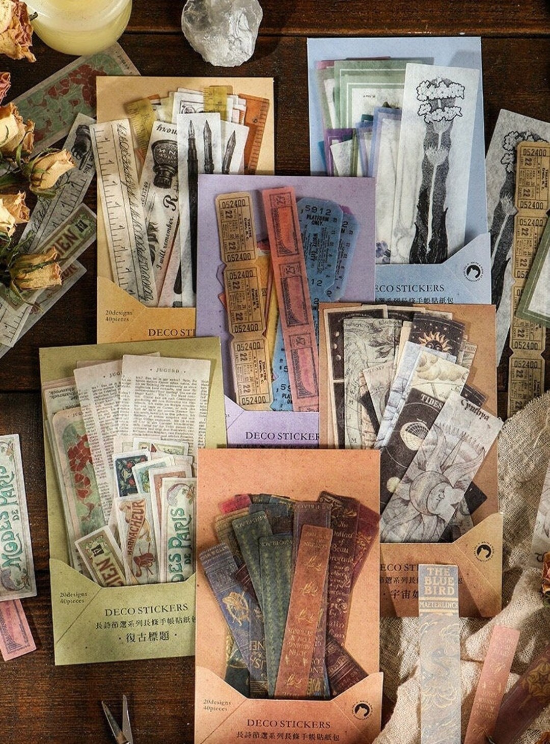 40pcs Long Stripes Vintage Style Washi Stickers Pack for Junk - Etsy