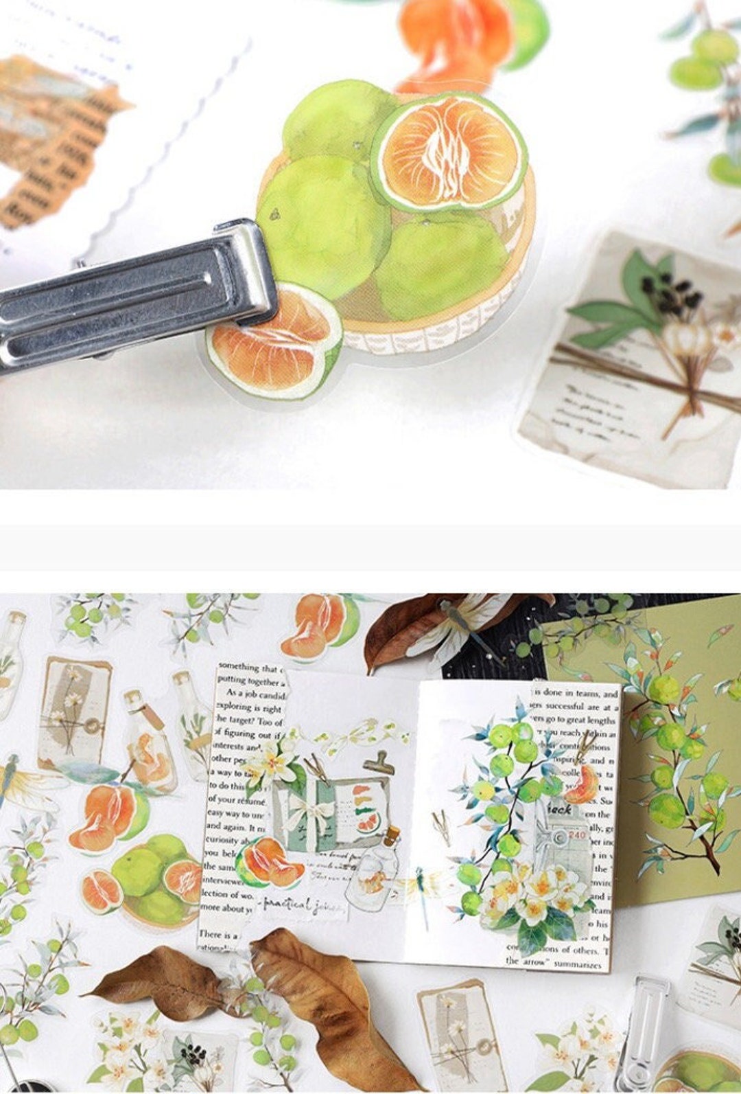 30 Pcs Clear Journal Stickers, Fruit Stickers, Flower Sticker Pack ...