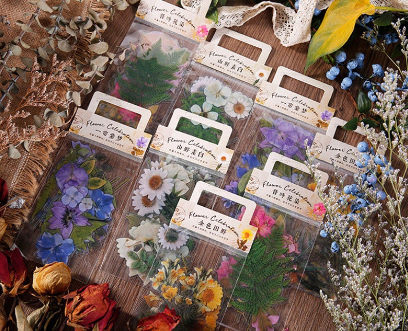 40 Pressed Flowers Stickers, Plants Stickers, Botanical Stickers ...