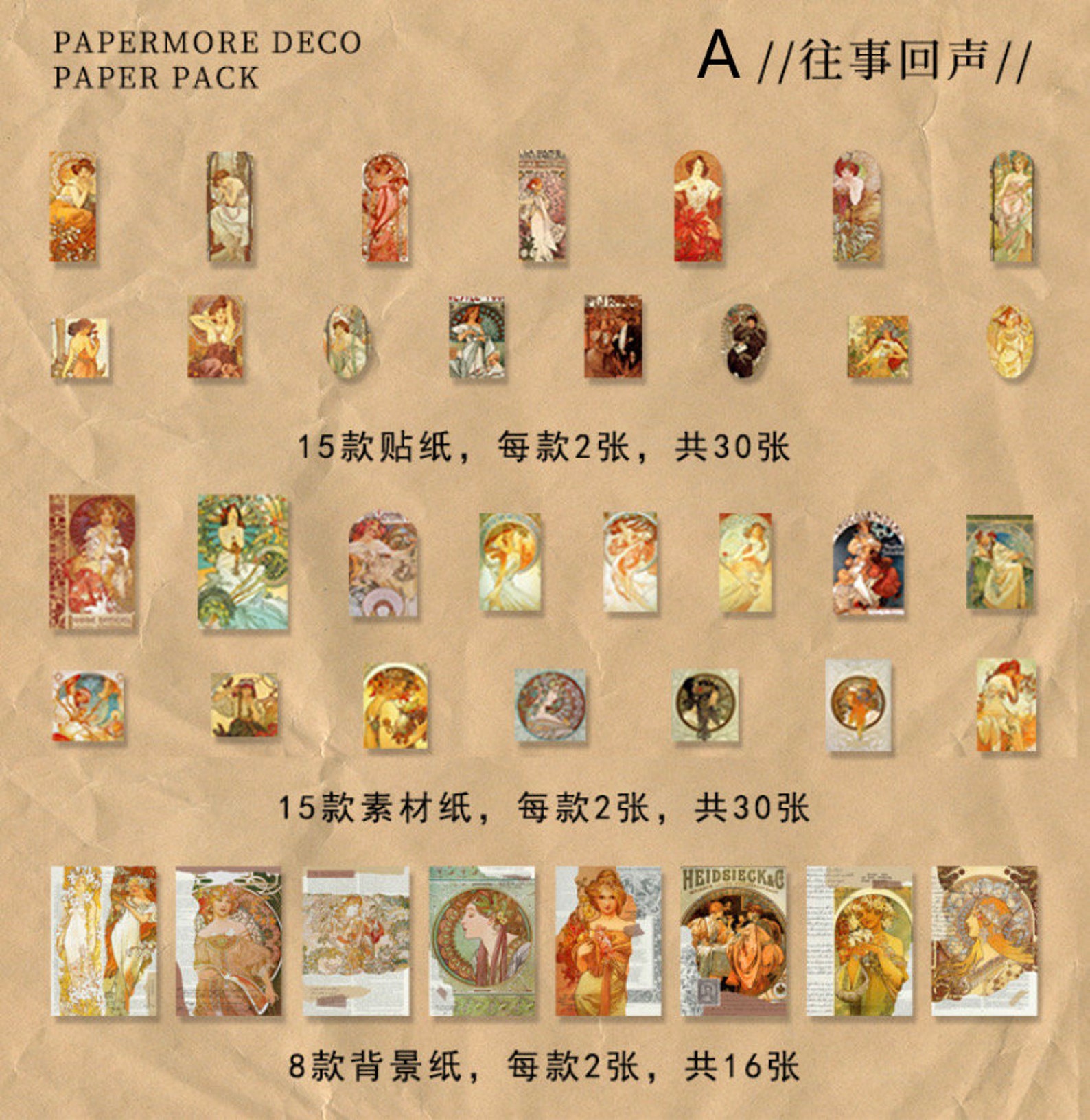 76pcs/pack Vintage Paper Material Pack Stickers Scrapbook - Etsy