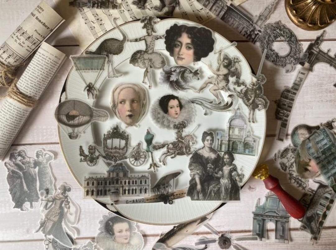 56pcs European Historical Stickers, Etchings Stickers, Vintage Inspired ...