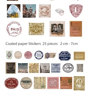 Vintage Themed Stickers Pack, Paper Ephemeras, Scrapbook Paper, Junk ...