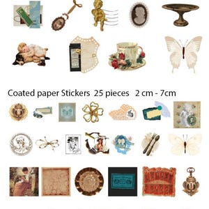 Vintage Themed Stickers Pack, Paper Ephemeras, Scrapbook Paper, Junk ...