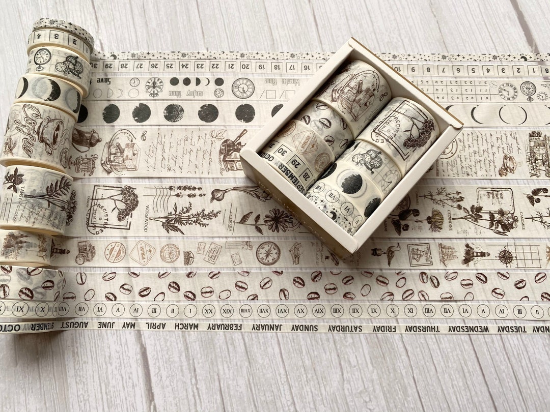 10 Rolls/box Washi Tapes, Journal Tapes, Vintage Style Masking Tape ...