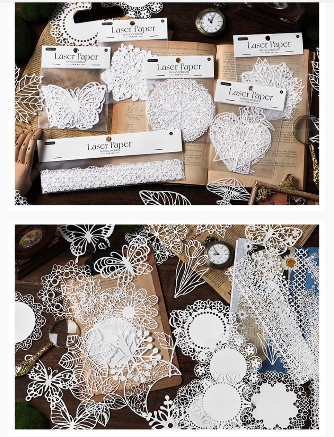 Hollow Lace Paper Pack, Scrapbook Paper, Junk Journal Kit Ephemera ...