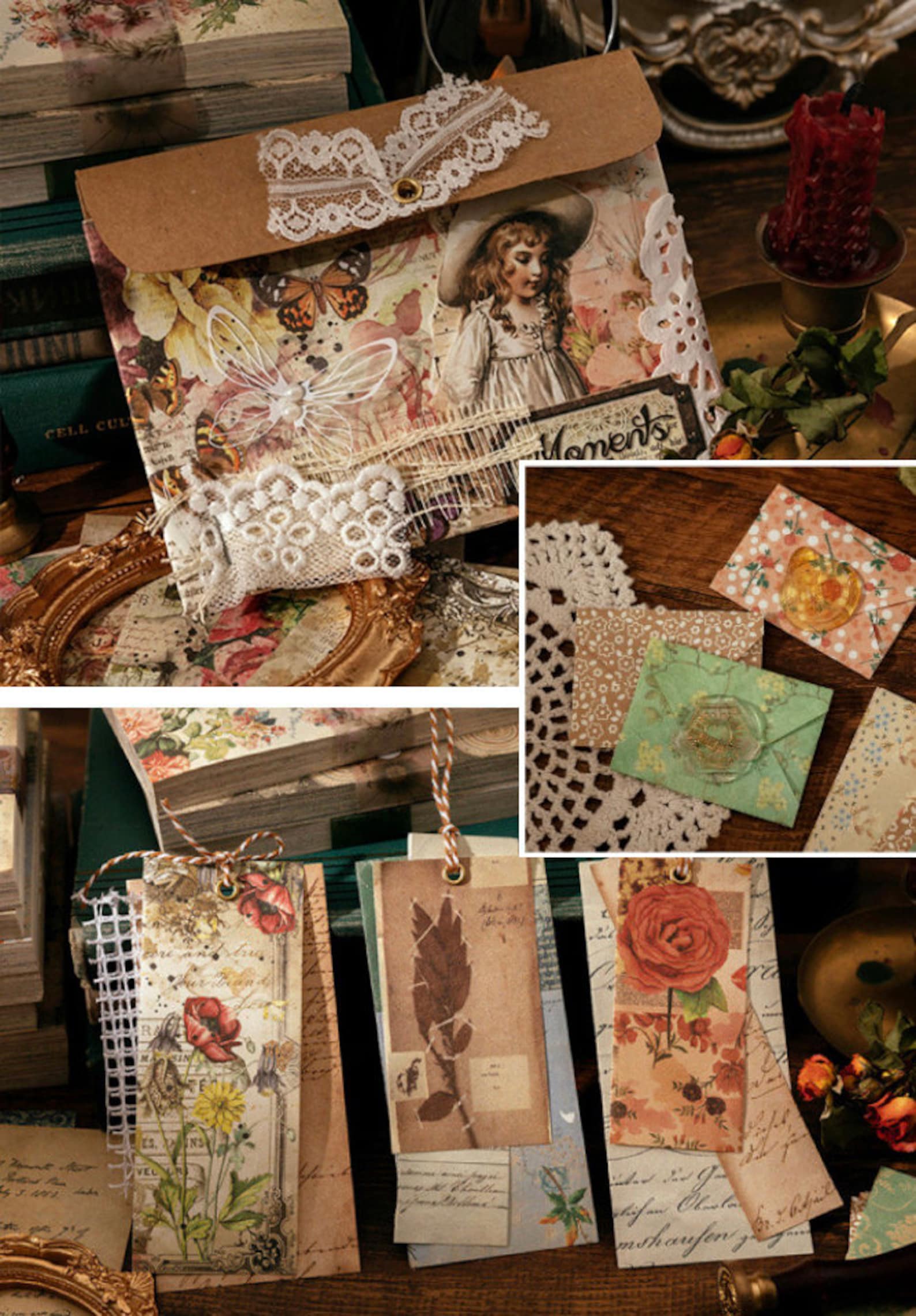 100 Sheets Scrapbook Paper Booklet, Vintage Style Collage Paper, Deco ...