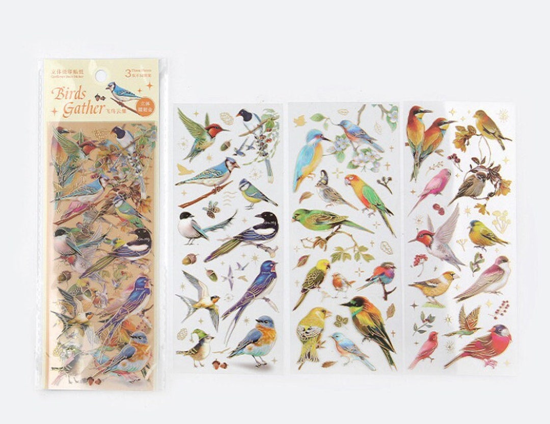 3 Bird Stickers, Feather Stickers Sheets, Journal Stickers, Deco ...