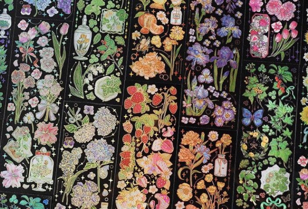 Plants Flower Stickers Sheets, Flower Journal Stickers, Floral Stickers ...