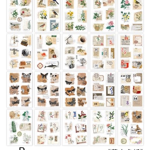 20 Sheets Sticker Booklet, Vintage Style Sticker Book, Journal Sticker ...