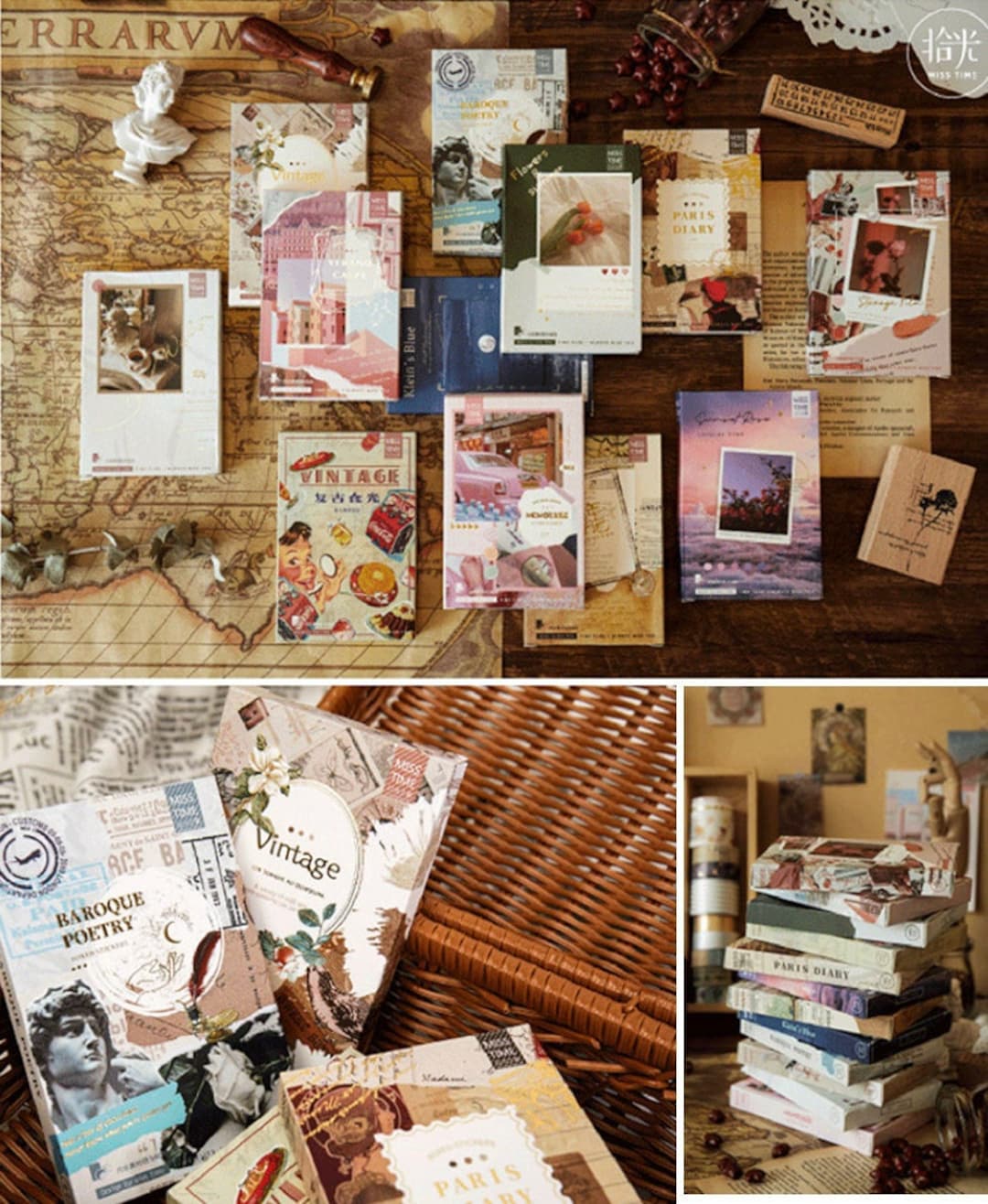 55 Pcs Washi Stickers Pack, Paper Ephemera, Journal Stickers, Craft ...