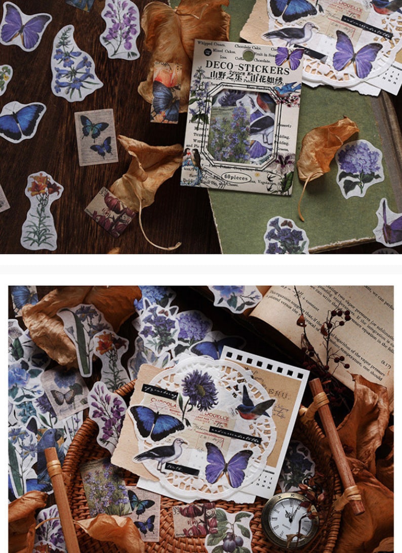60pcs Forest Theme Journal Sticker Packs Vintage Inspired - Etsy